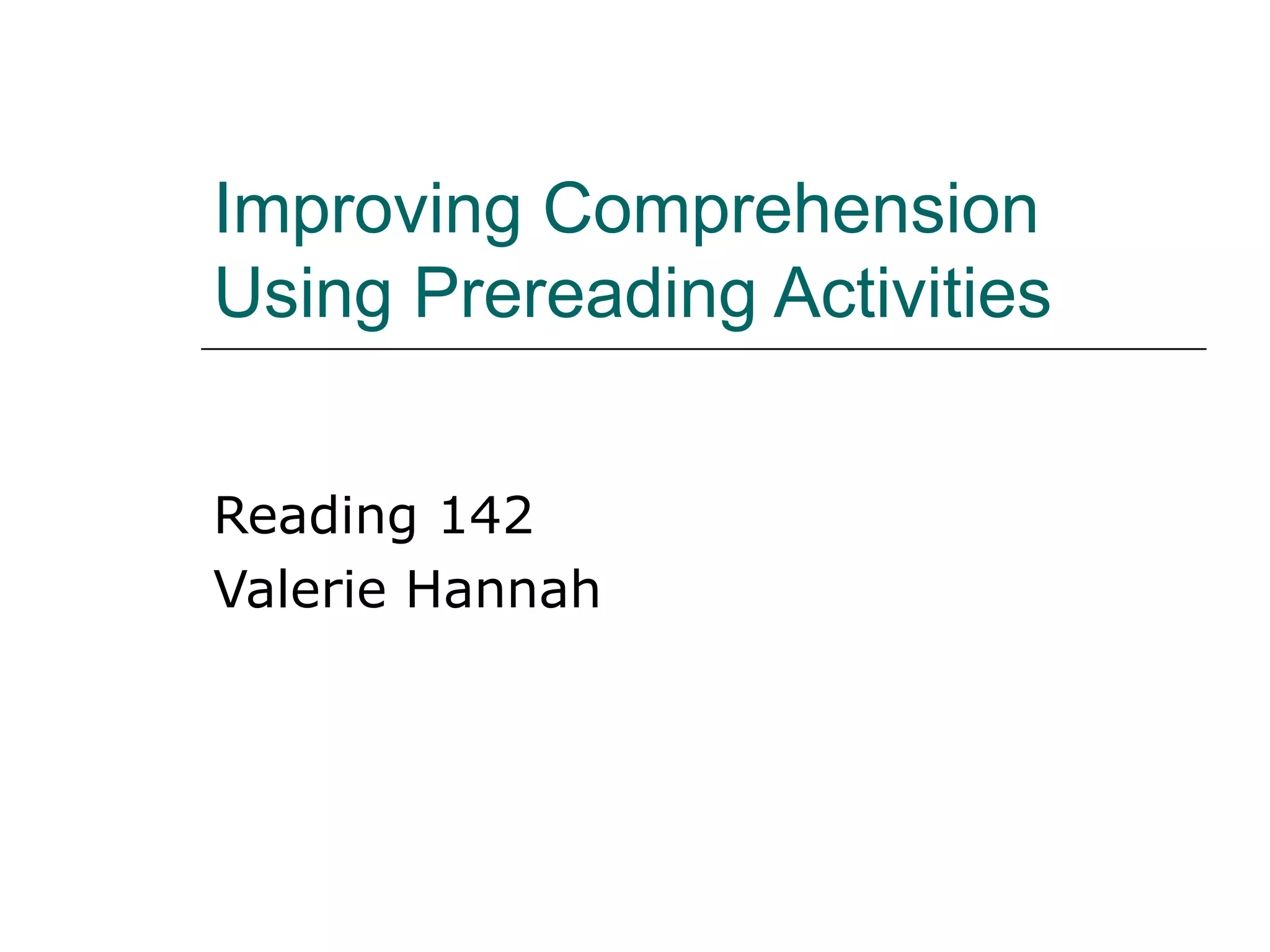 Read 142 prereading power point | PPT