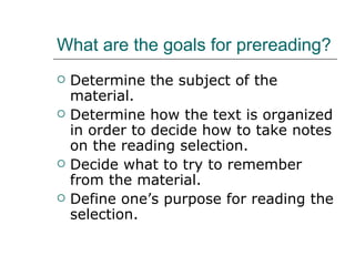 Read 142 prereading power point | PPT