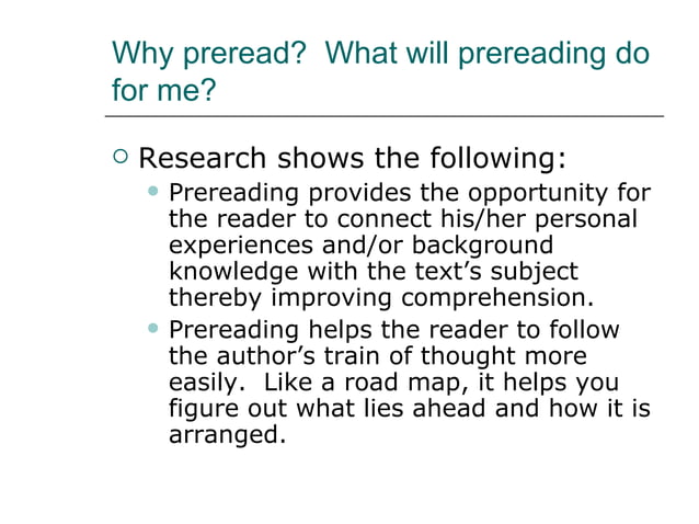 Read 142 prereading power point | PPT