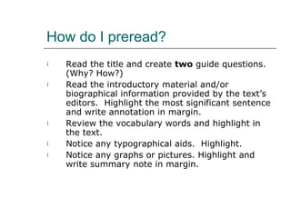 Read 142 prereading power point | PPT