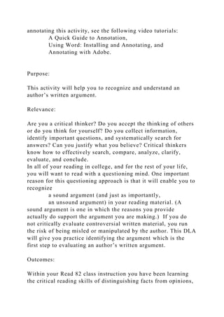 READ 82 DLA 1READ 82 DLA 3 7Name Student .docx | Smoking Cessation | Wellness