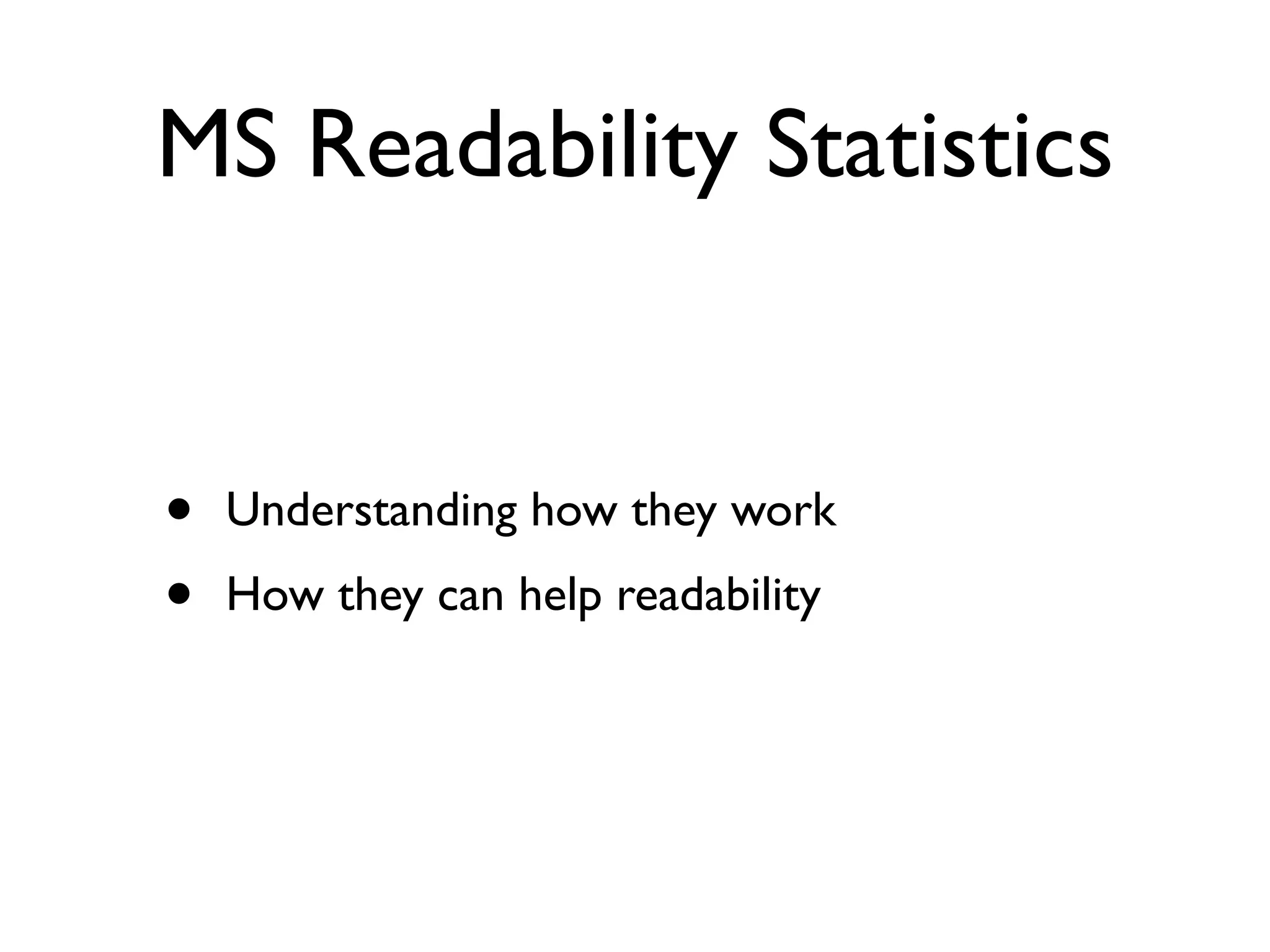 Readability Statistics | KEY