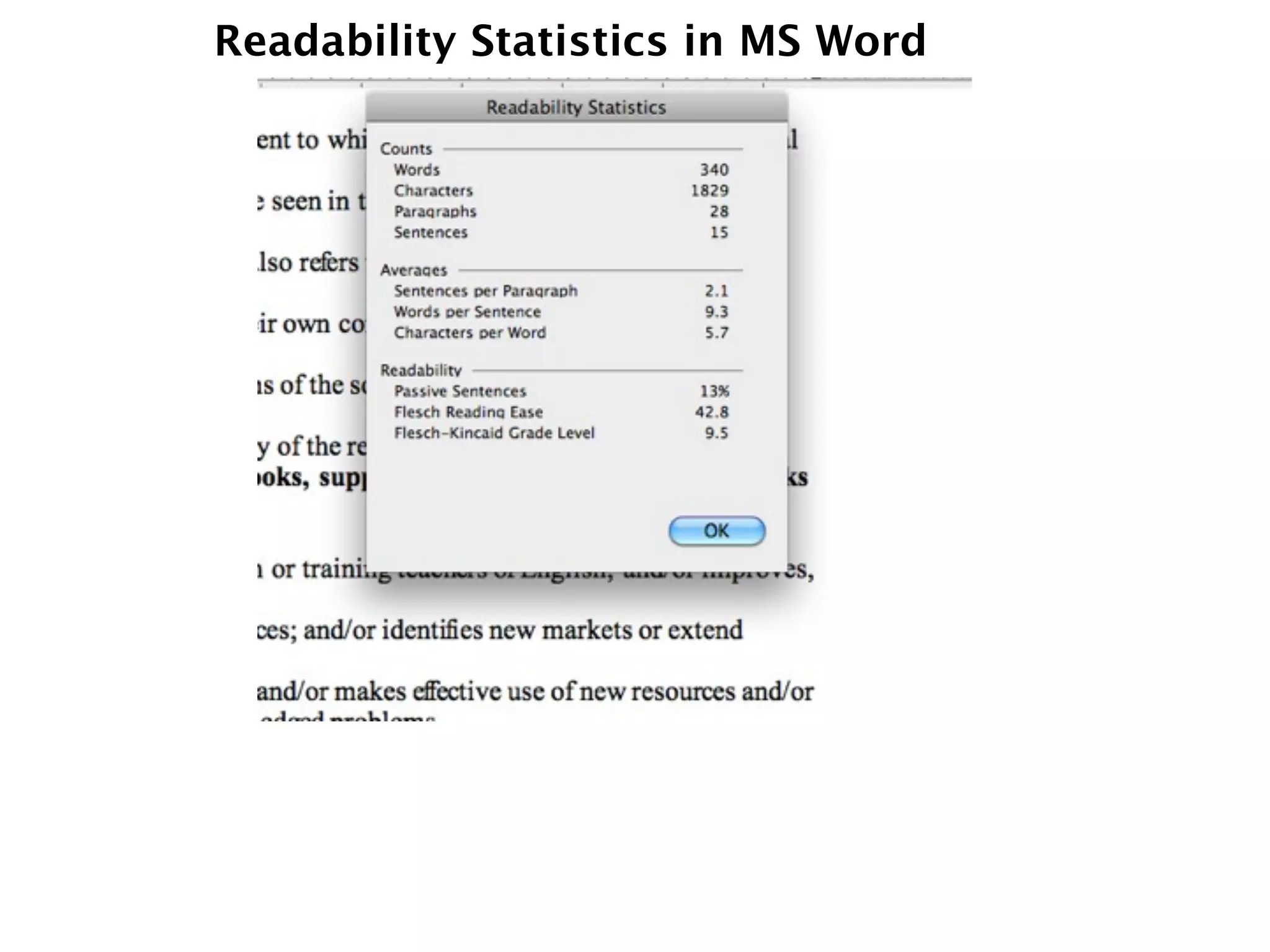 Readability Statistics | KEY