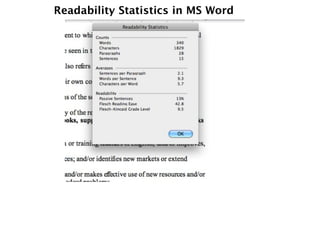 Readability Statistics | KEY
