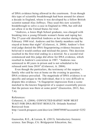 Read An Illustrative Homicide Case Involving Blood Patterns” in.docx