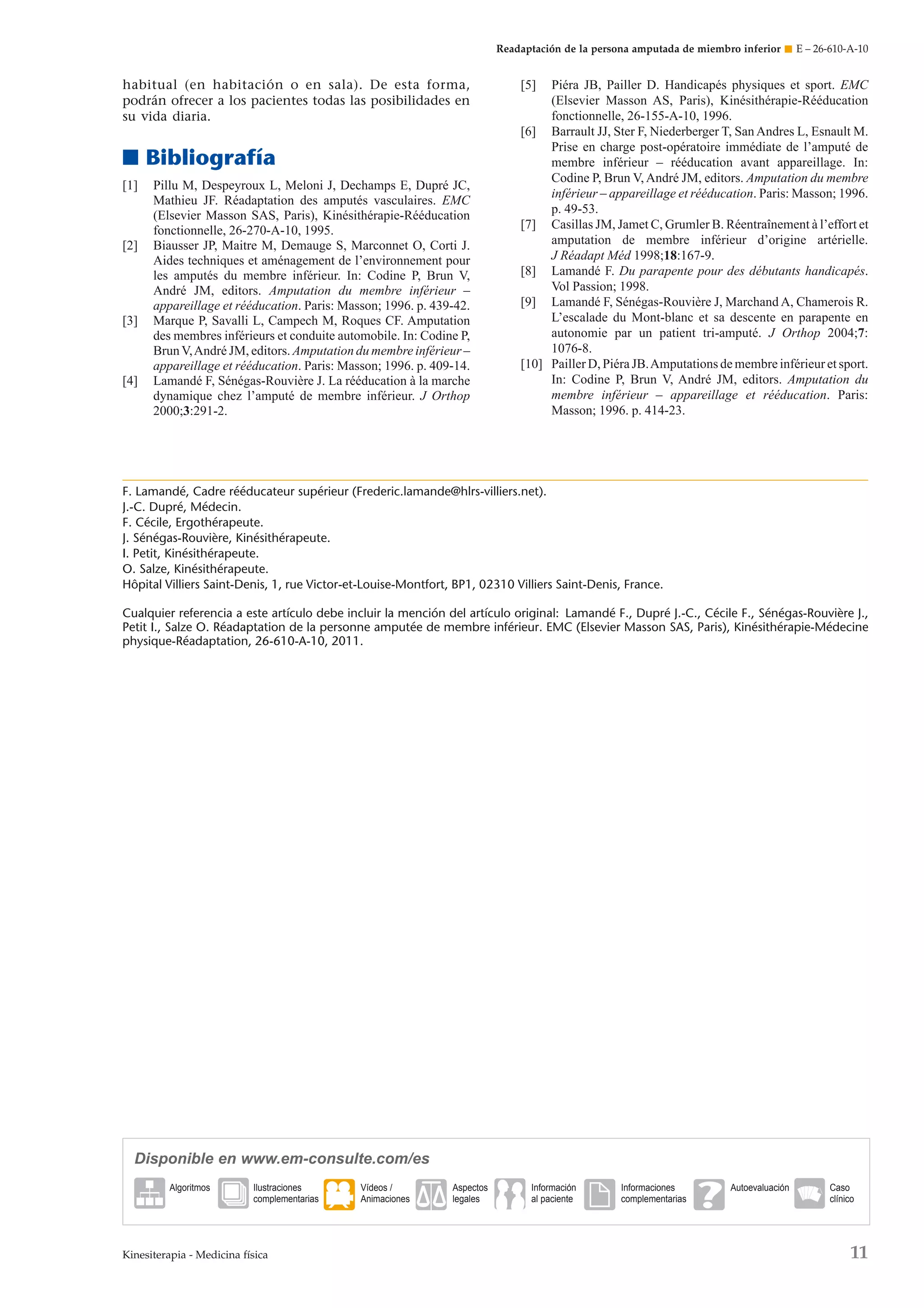 Readaptación de la persona amputada de miembro inferior | PDF