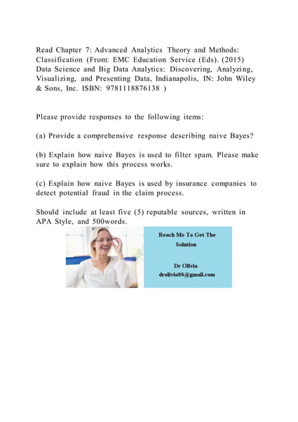 Read Chapter 7 Advanced Analytics Theory and Methods Classificatio | DOCX