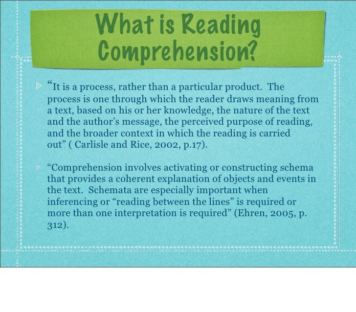 Reading Comprehension And Technology Reading Comprehension And Technology
