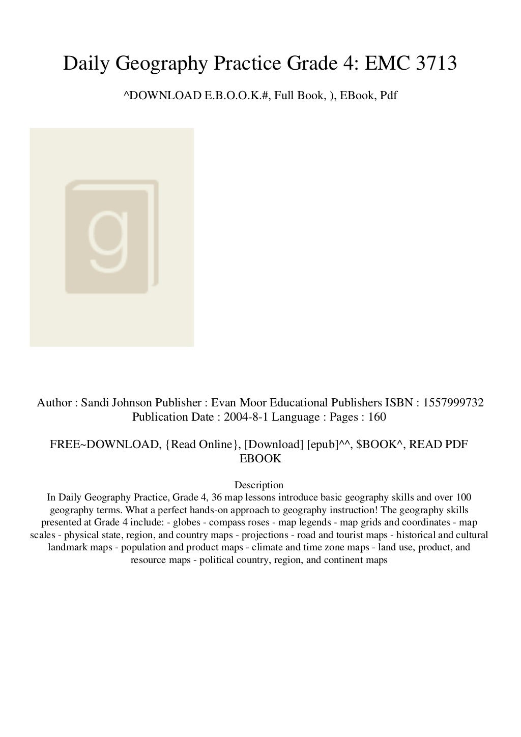 Evan Moor Geography Daily Geography Practice Workbook - Grade 4 ...