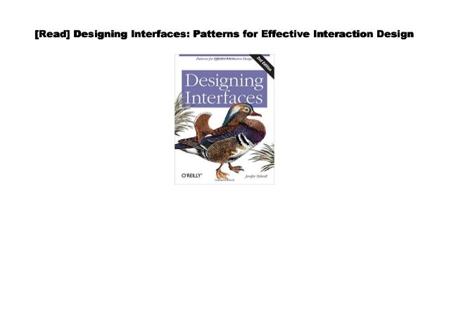 Pdf Designing Interfaces Patterns For Effective Interaction Design