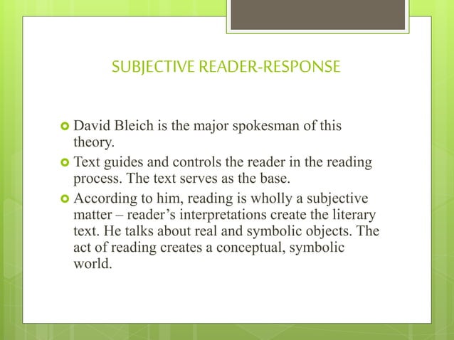 Reader response theory | PPT