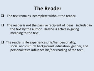 Reader response and reception theory | PPTX