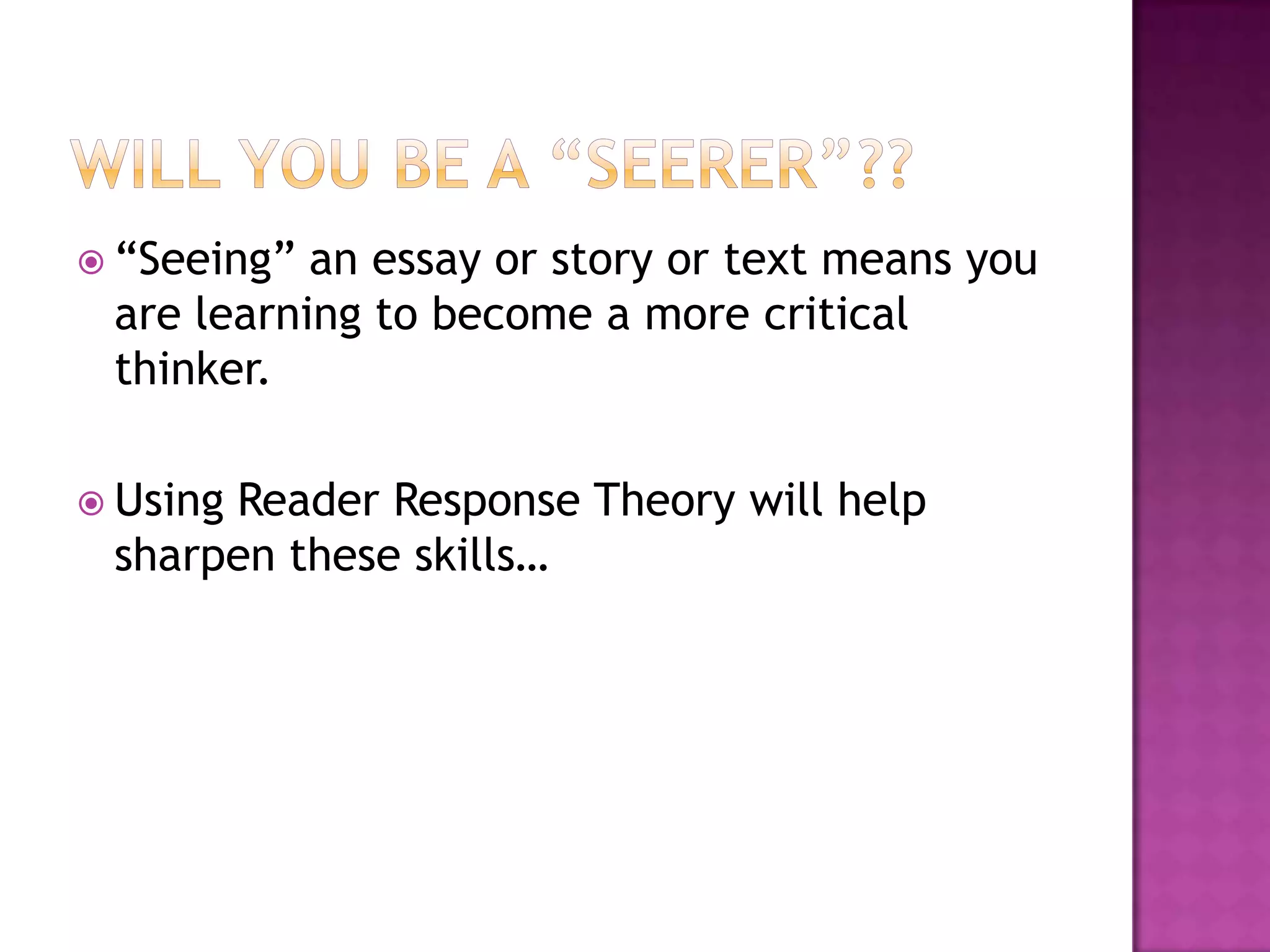 Reader Response Theory | PPTX