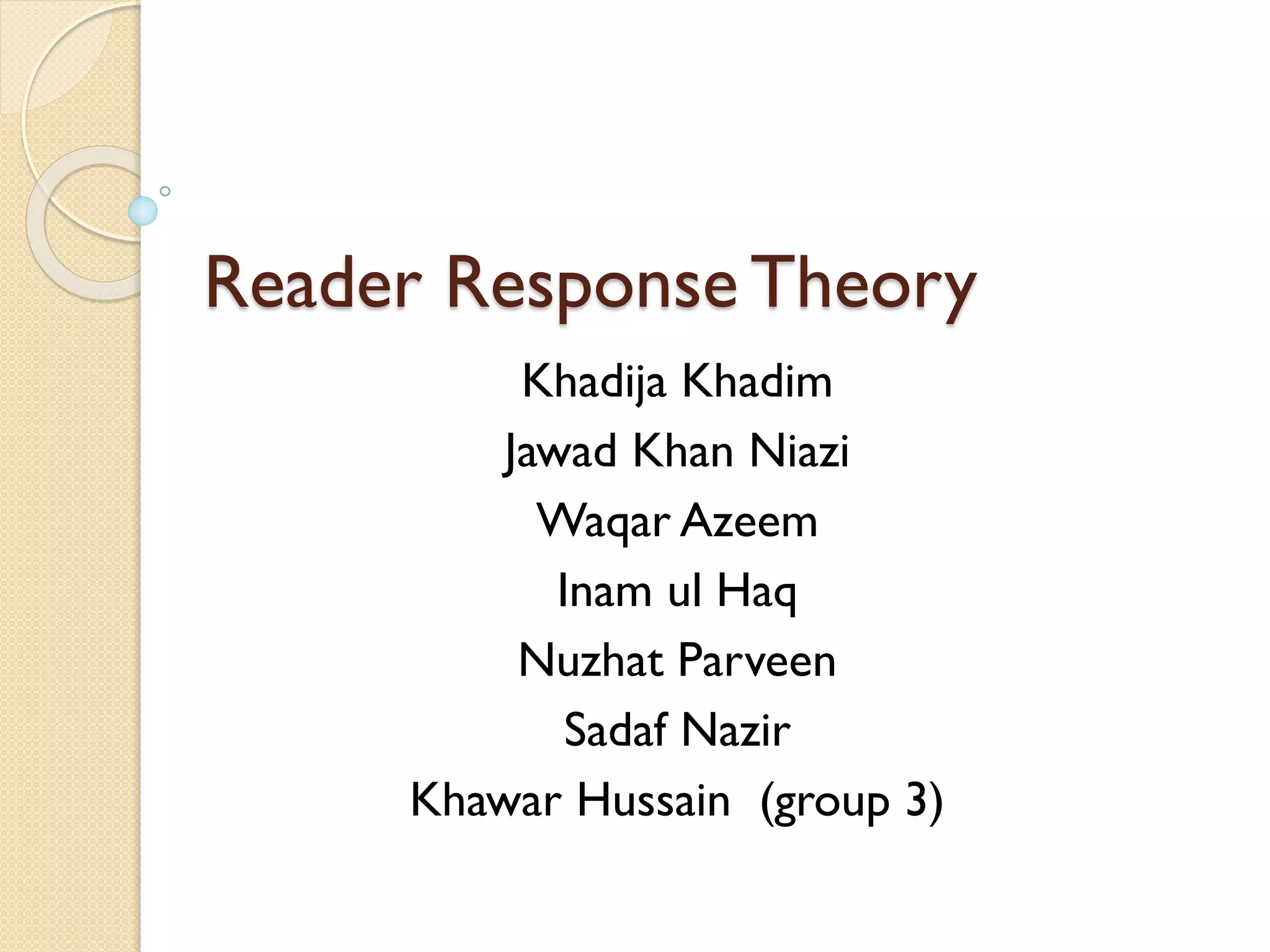Reader response theory | PPTX