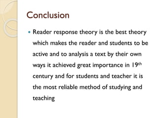 Reader response theory | PPTX