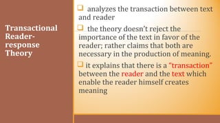 Transactional Reader‑response theory | PPT