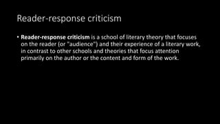 Reader response theory | PPTX