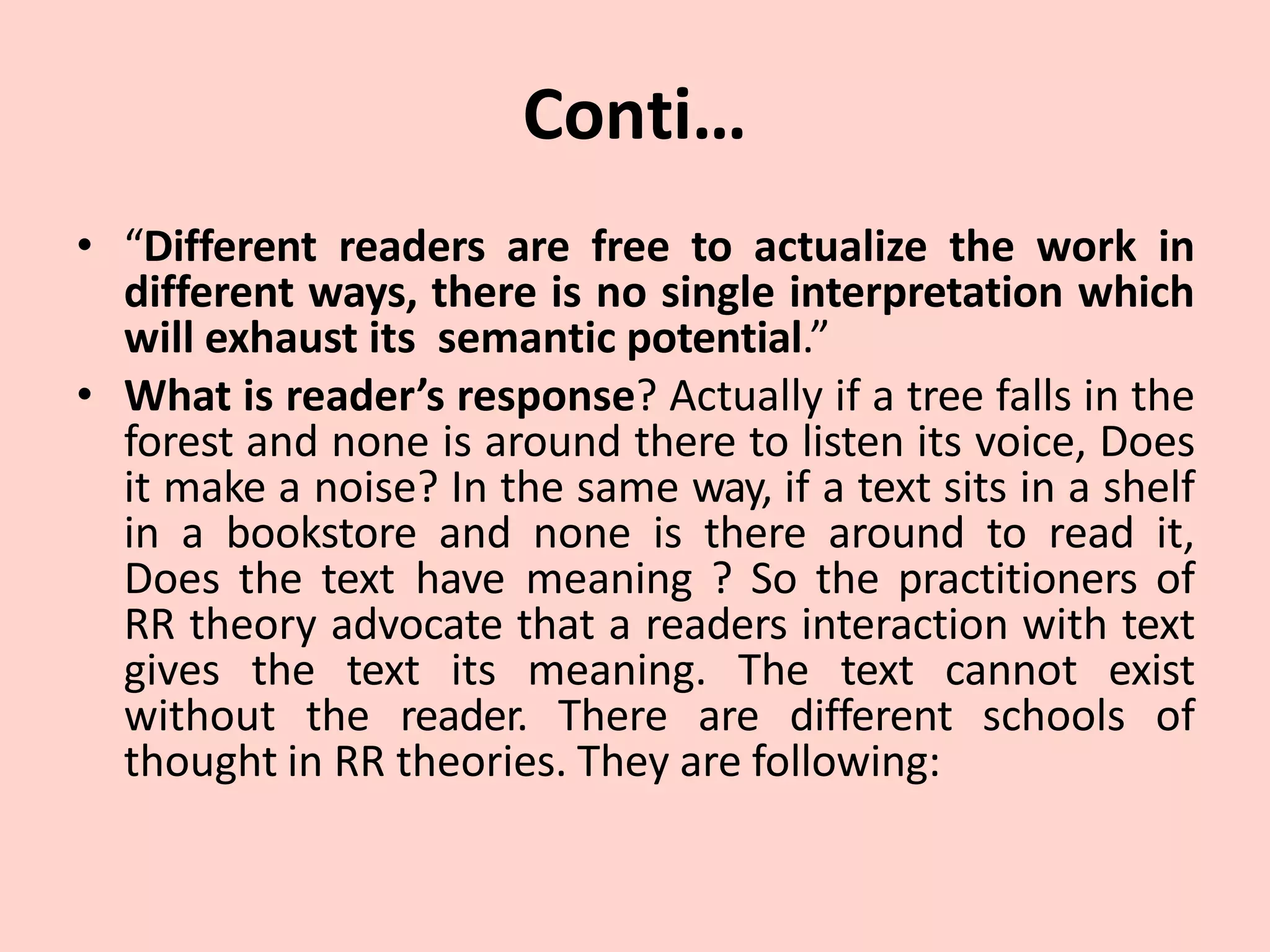 Reader Response Theory/Formalism | PPTX