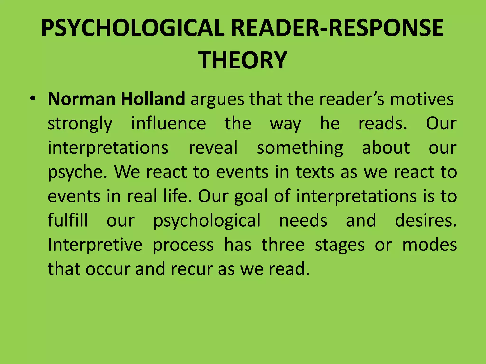 Reader Response Theory/Formalism | PPTX