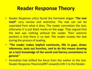 Reader Response Theory/Formalism | PPTX