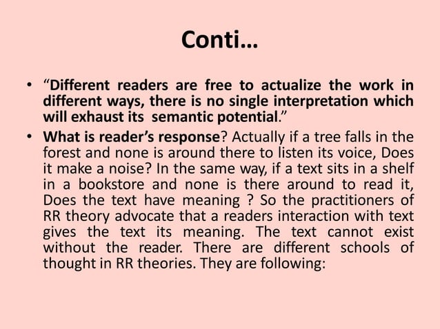 Reader Response Theory/Formalism | PPTX