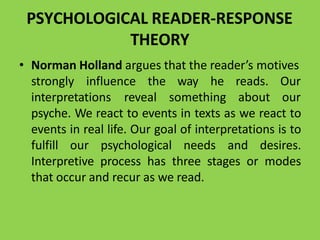 Reader Response Theory/Formalism | PPTX