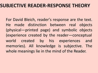 Reader Response Theory/Formalism | PPTX