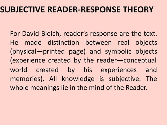 Reader Response Theory/Formalism | PPTX