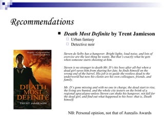Readers advisory seminar - Aurealis Awards by Rowena Specht-Whyte | PPT