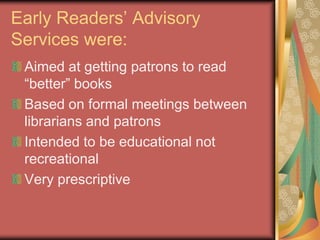 Readers advisory services final | PPT