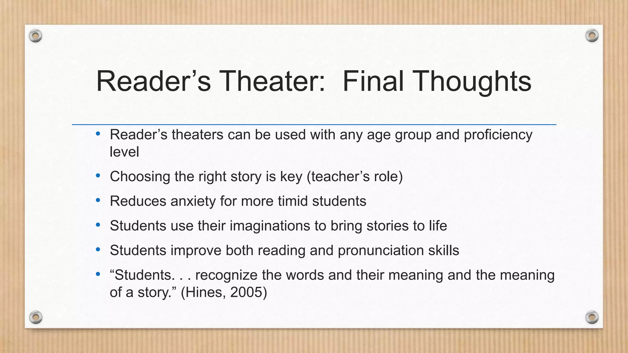 [RELO] Using Readers Theater in the EFL Classroom | PPTX