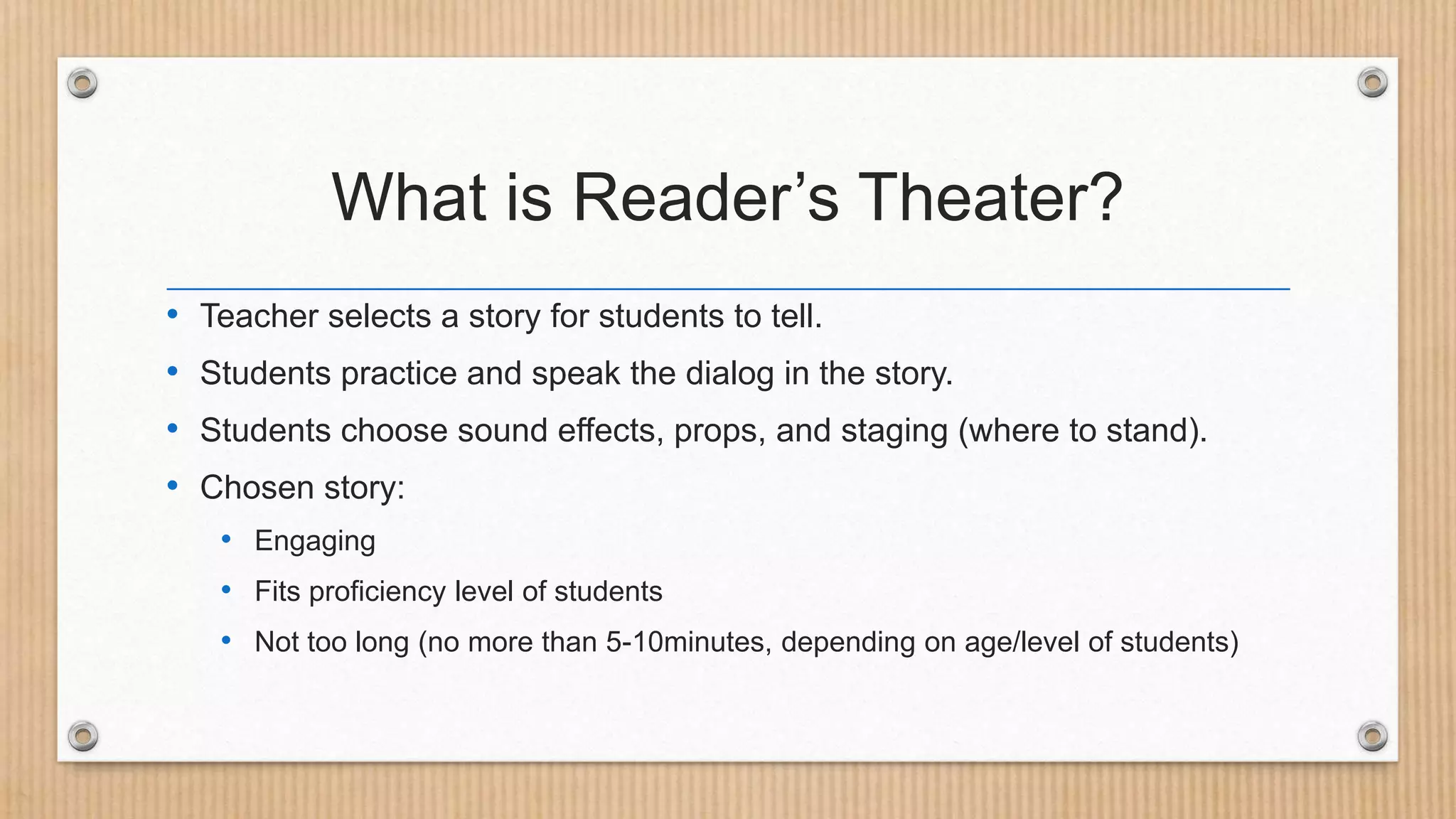 [RELO] Using Readers Theater in the EFL Classroom | PPTX