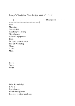 Reader’s Workshop Plans for the week of 15 -----.docx