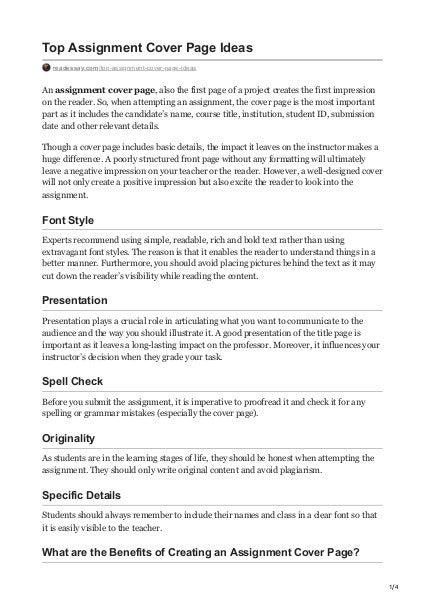Top Assignment Cover Page Ideas | PDF
