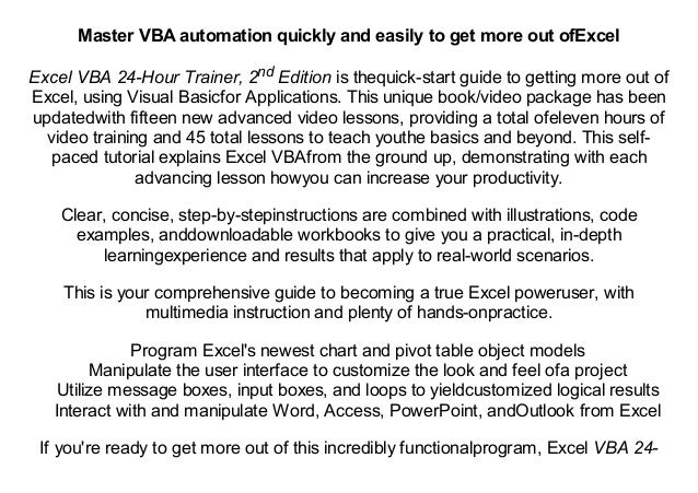 [audiobook] Excel Vba 24 Hour Trainer