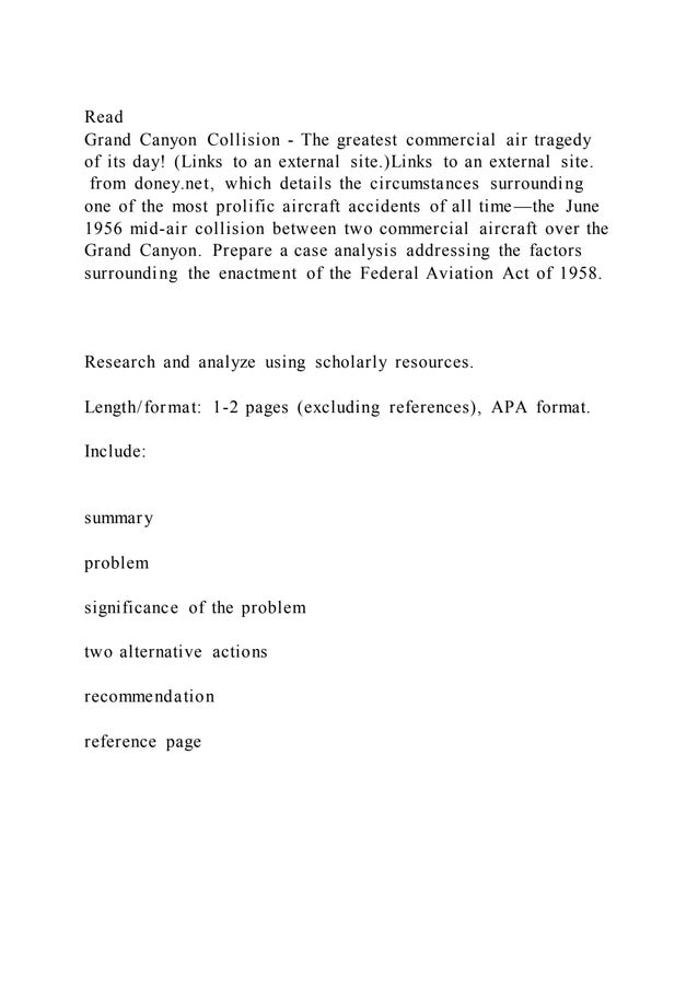 Read Grand Canyon Collision - The greatest commercial air tragedy | DOCX