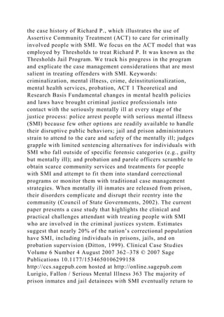 Read Individuals with Serious Mental Illness in the Criminal Just.docx