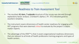 Readiness to Train Assessment Tool™ - National Launch | PPT