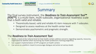 Readiness to Train Assessment Tool™ - National Launch | PPT