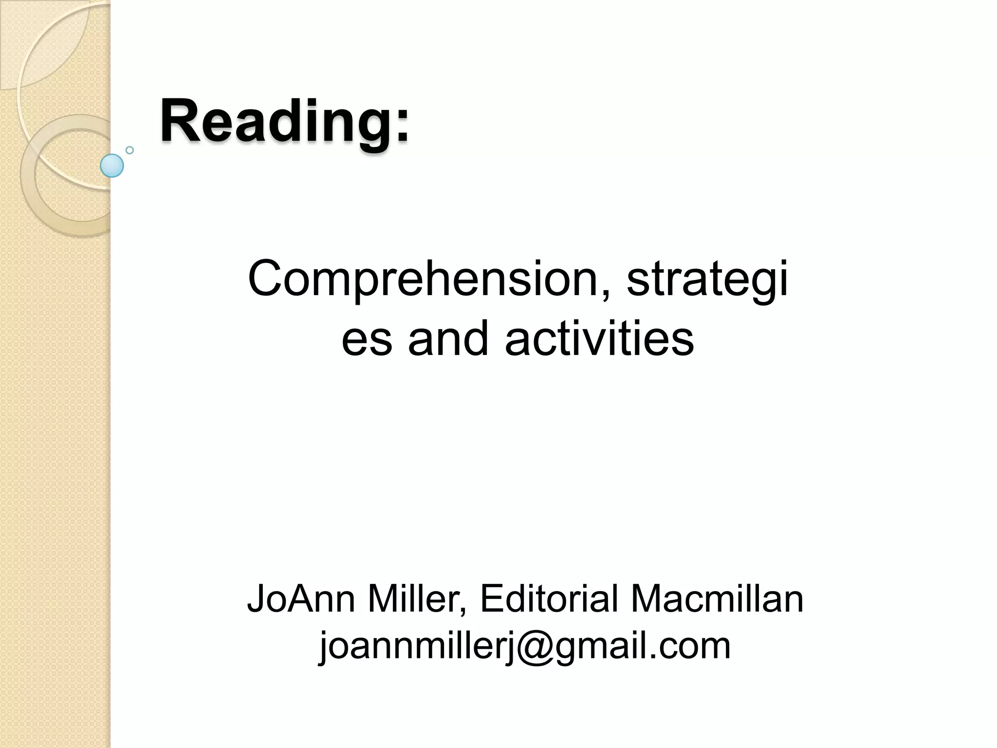 Reading: Comprehension, Strategies and Activities | PPTX