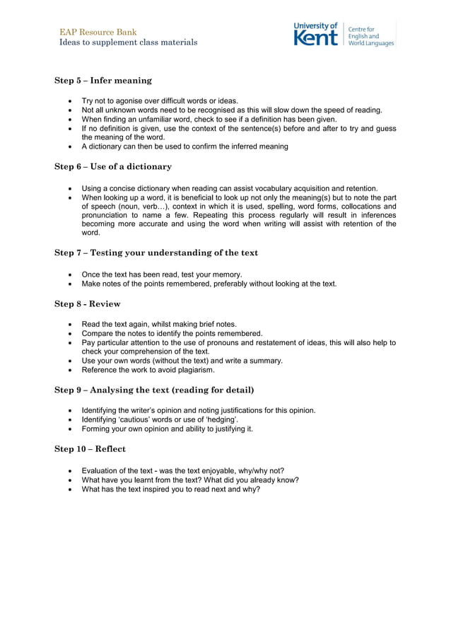 Reading 10 steps to being a better reader - ce | PDF | Educational ...