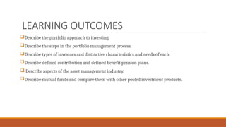 Portfolio Management and types of investments | PPTX