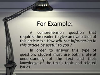 Reading - Types of Comprehension | PPT