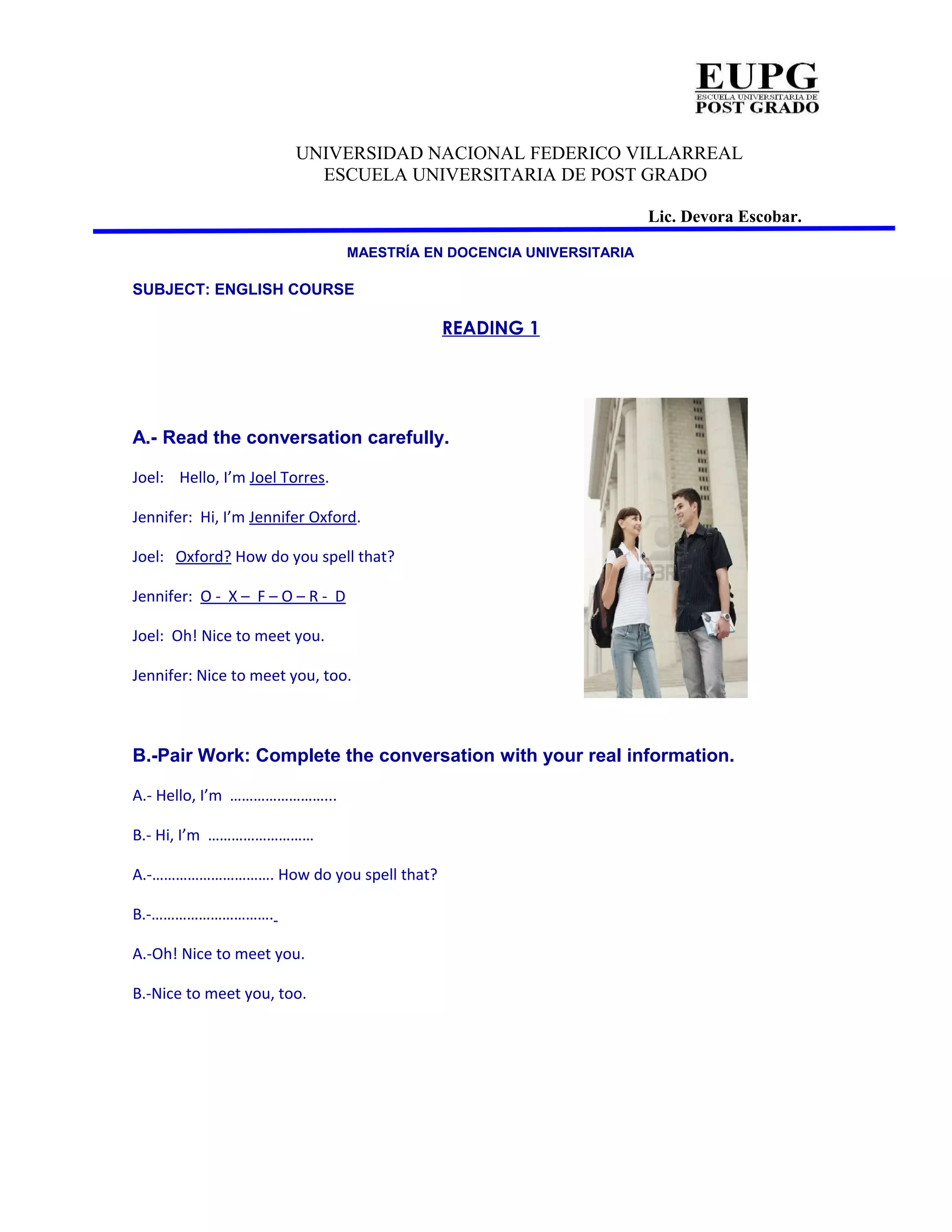 Reading alphabet | DOC