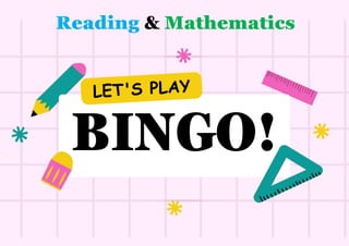 englinsh reading and mathematics bingo powerpoint | PPT