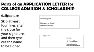APPLICATION LETTER for COLLEGE ADMISSION & SCHOLARSHIP | PPTX