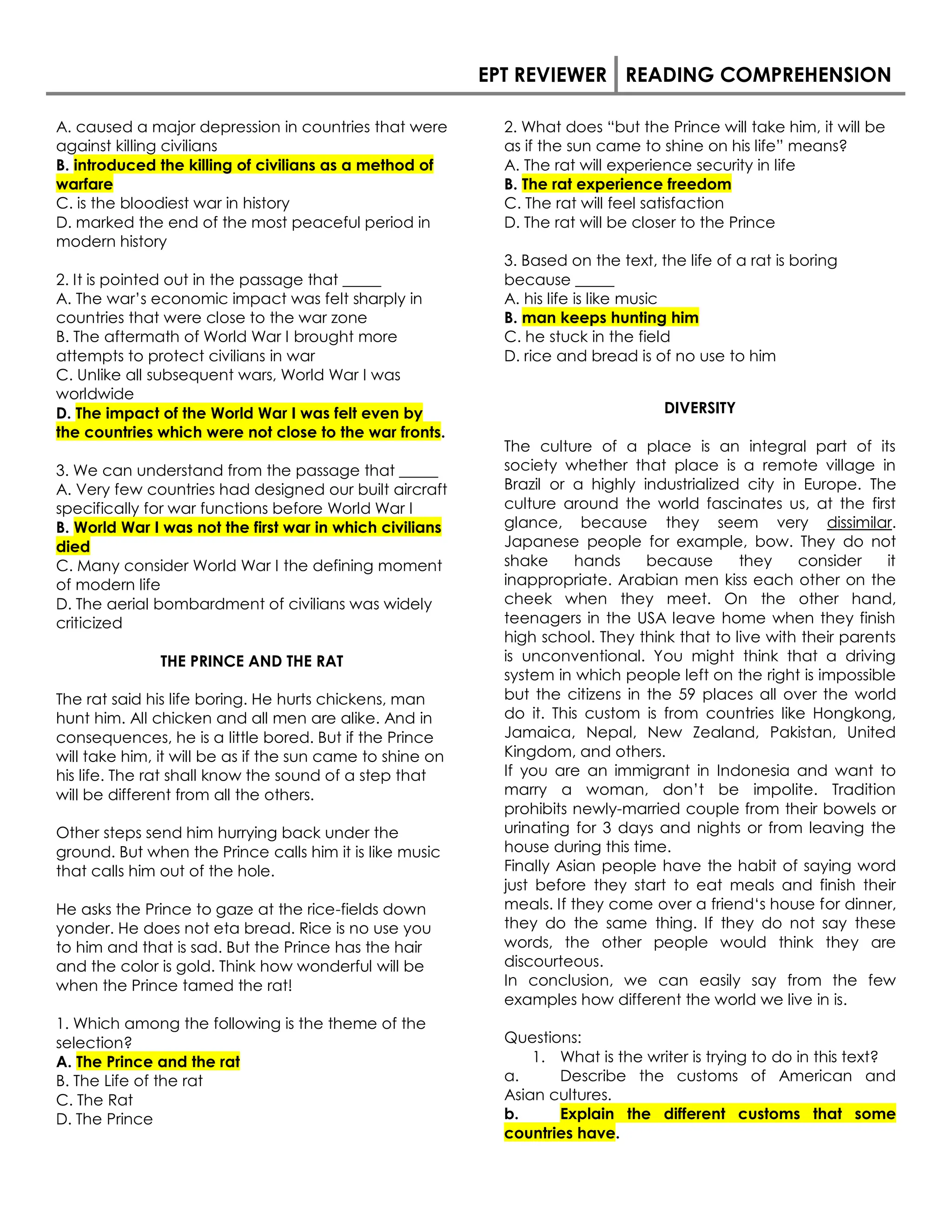 READING-COMPREHENSION in English Reviewer | PDF