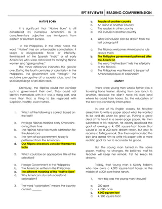 READING-COMPREHENSION in English Reviewer | PDF