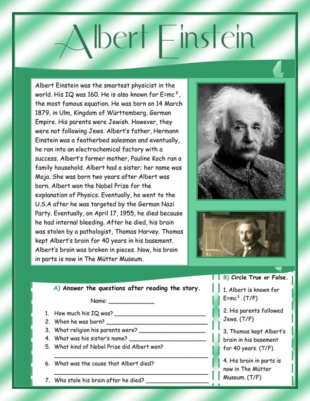 reading-comprehension-albert-einstein-reading-comprehension-exercises ...