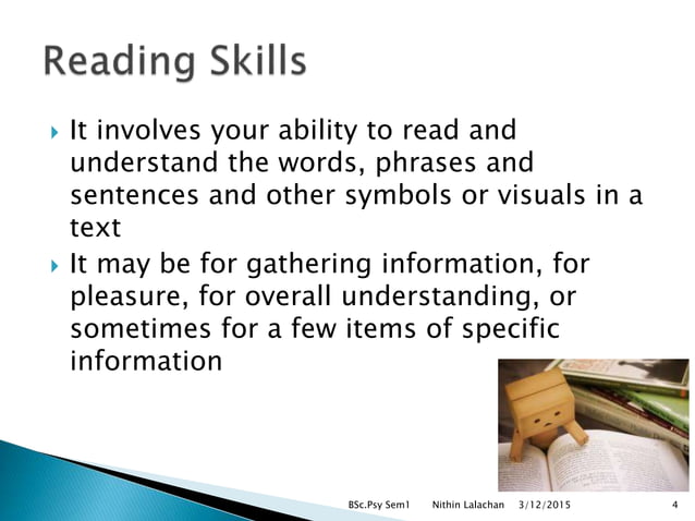 Reading Skills in English | PPTX | Books and Literature